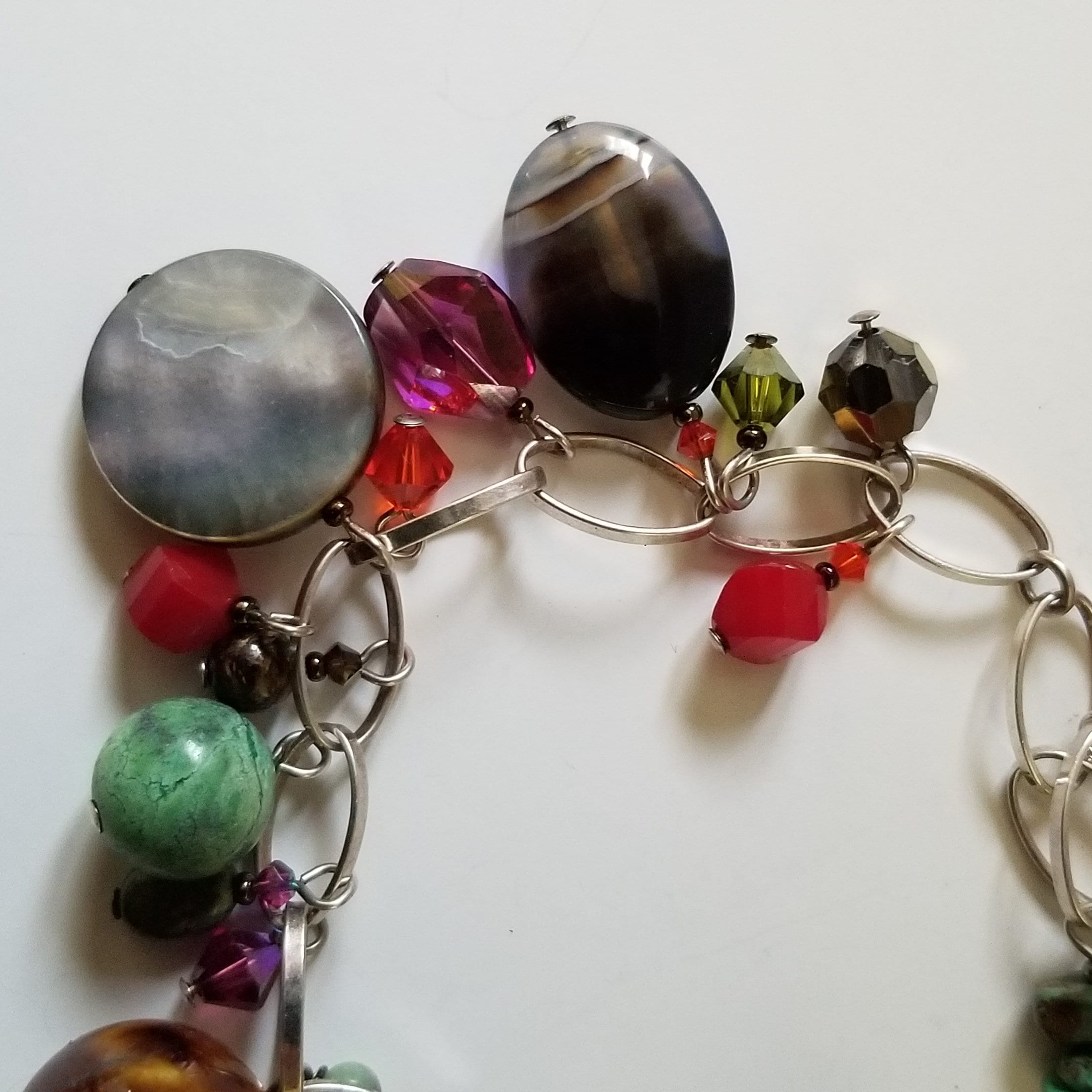 Emily Ray Sterling Silver Multi Glass and Stone Bracelet - Etsy