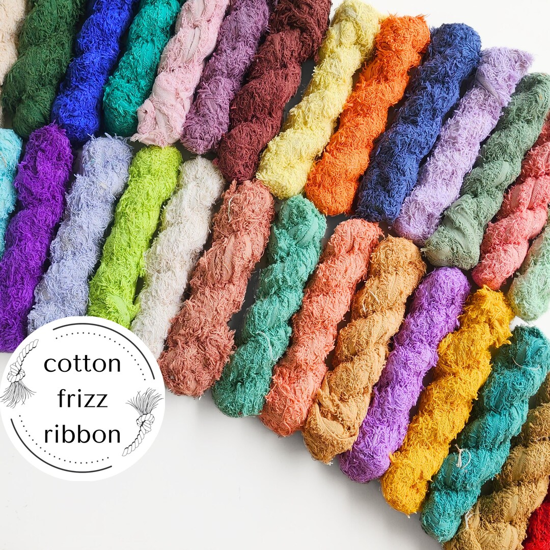 Cotton Frizz Ribbons, 35m Recycled Fuzzy Edge Fibre, Shaggy Weaving ...