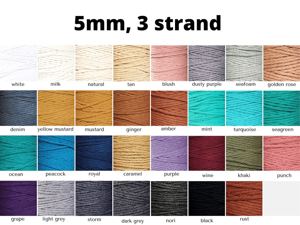 5mm Macrame Cord 1kg 3 Ply Bulk Coloured Cotton Rope 3 - Etsy
