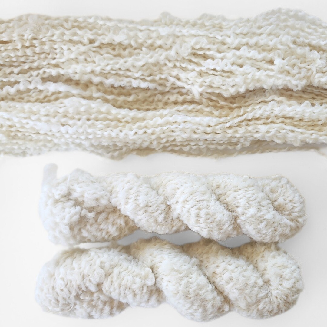 Boucle Merino Chain Yarn, Natural Colour, Crafting Fibre, Loopy Curly ...