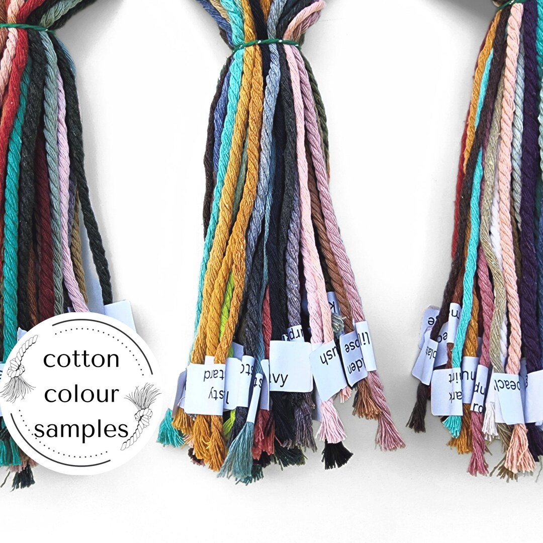 Cord Samples for Macrame. Coloured Yarn Chart. Rope Examples, 3mm 4mm ...