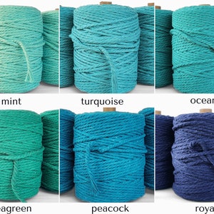 5mm Macrame Cord 1kg, 3 Ply Bulk Coloured Cotton Rope, 3 Strand Twisted ...