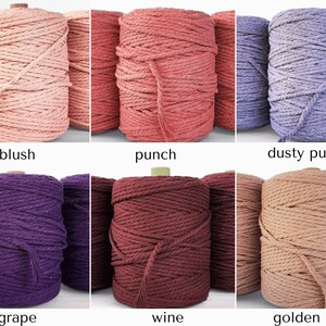 5mm Macrame Cord 1kg, 3 Ply Bulk Coloured Cotton Rope, 3 Strand Twisted ...