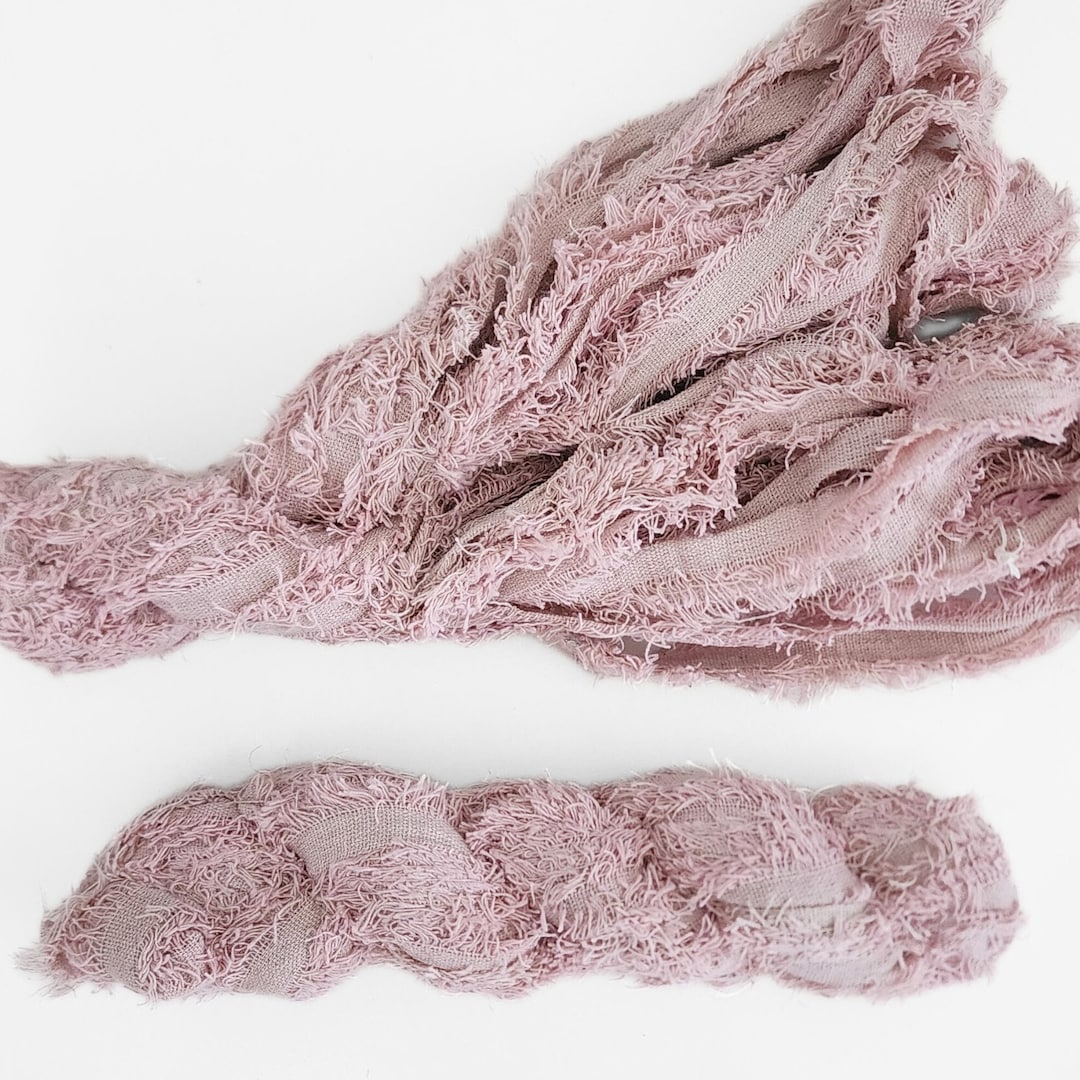 Light Pink Cotton Frizz Ribbon, Frizzy Edge Fibre, Mixed Media Art and ...