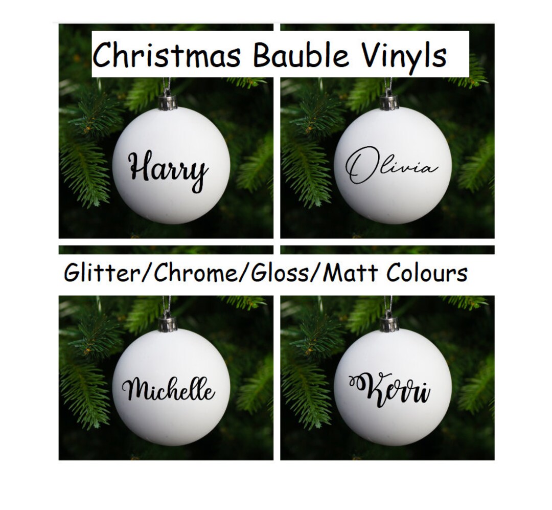 1,3,5,10,50 or 100 Bauble Name Label Sticker Decal Christmas Xmas BULK ...
