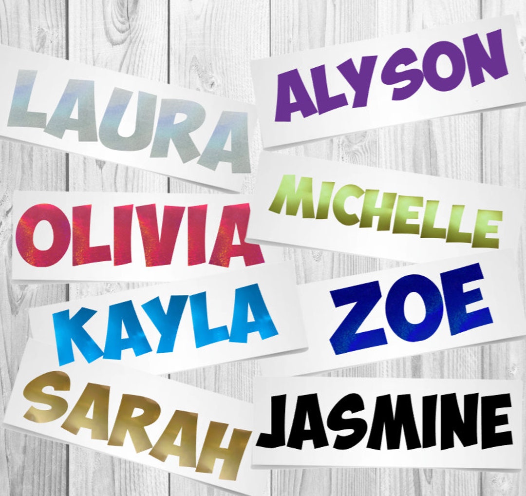 1,3,5,10 Personalised Name Sticker Decal Word Label Vinyl Decal Glass ...