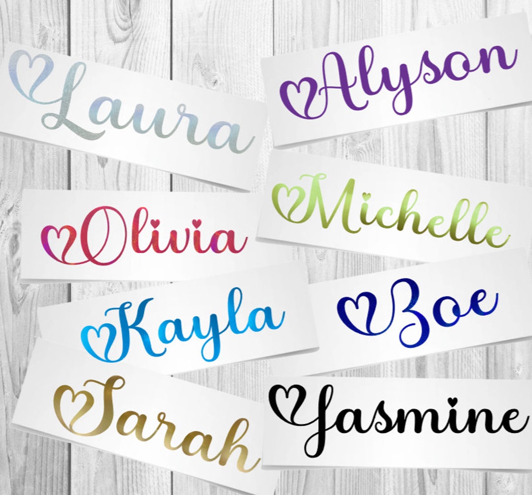 1,3,5,10 Personalised Name Sticker Decal Word Label Vinyl Decal Glass ...