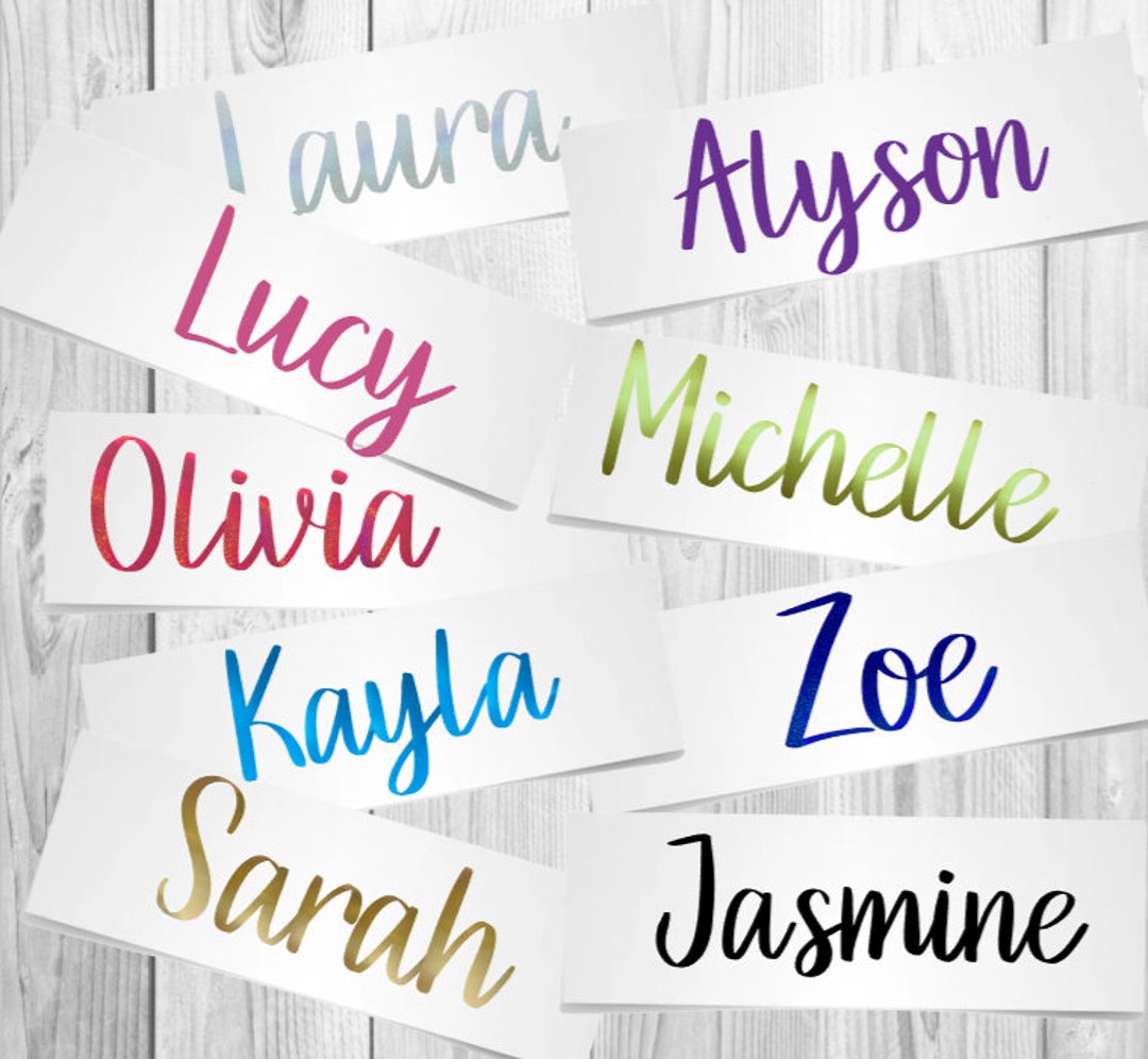 1,3,5,10 Personalised Name Sticker Decal Word Label Vinyl Decal Glass ...