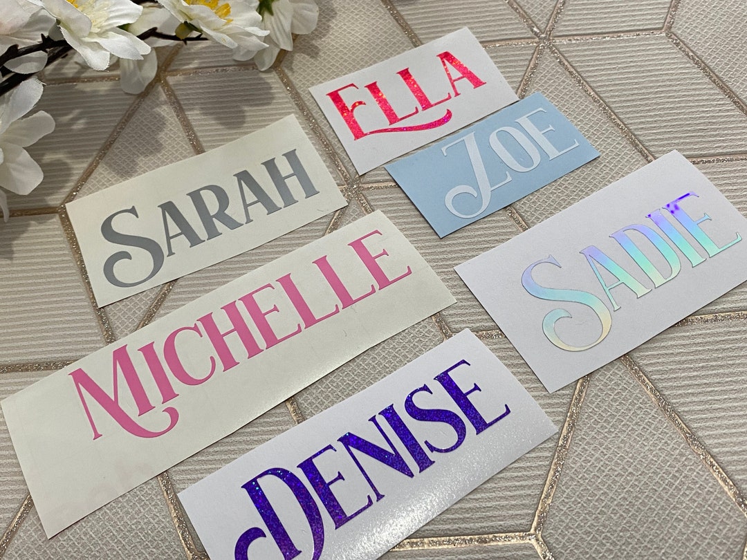 Vinyl Name Stickers Personalised for Weddings, Glass, Water Bottles ...