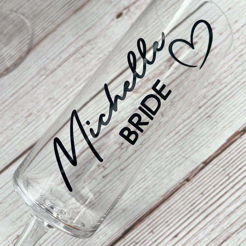 Glass Vinyl Decals ~ Wedding Flute Decals ~ Name & Role Set ~ Champagne ...