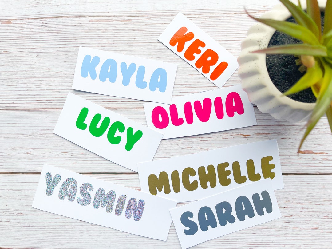 1,3,5,10 Personalised Name Sticker Decal Word Label Vinyl Decal Glass ...