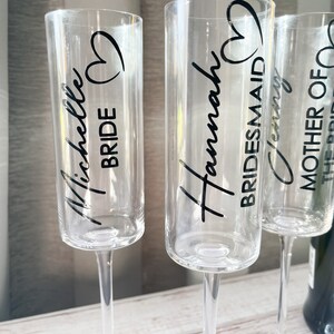 Glass Vinyl Decals ~ Wedding Flute Decals ~ Name & Role Set ~ Champagne ...