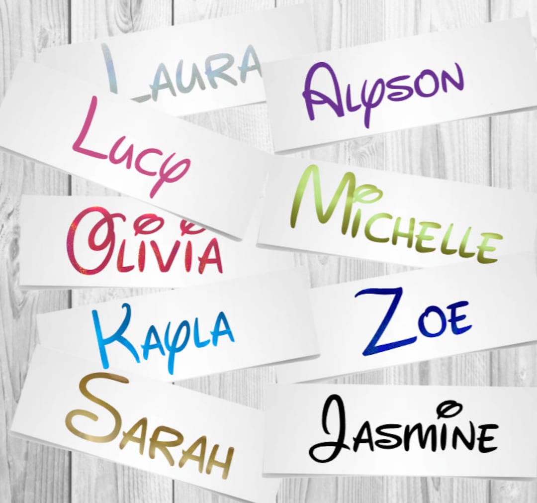 1,3,5,10 Personalised Name Disney Sticker Decal Word Label Vinyl Decal ...