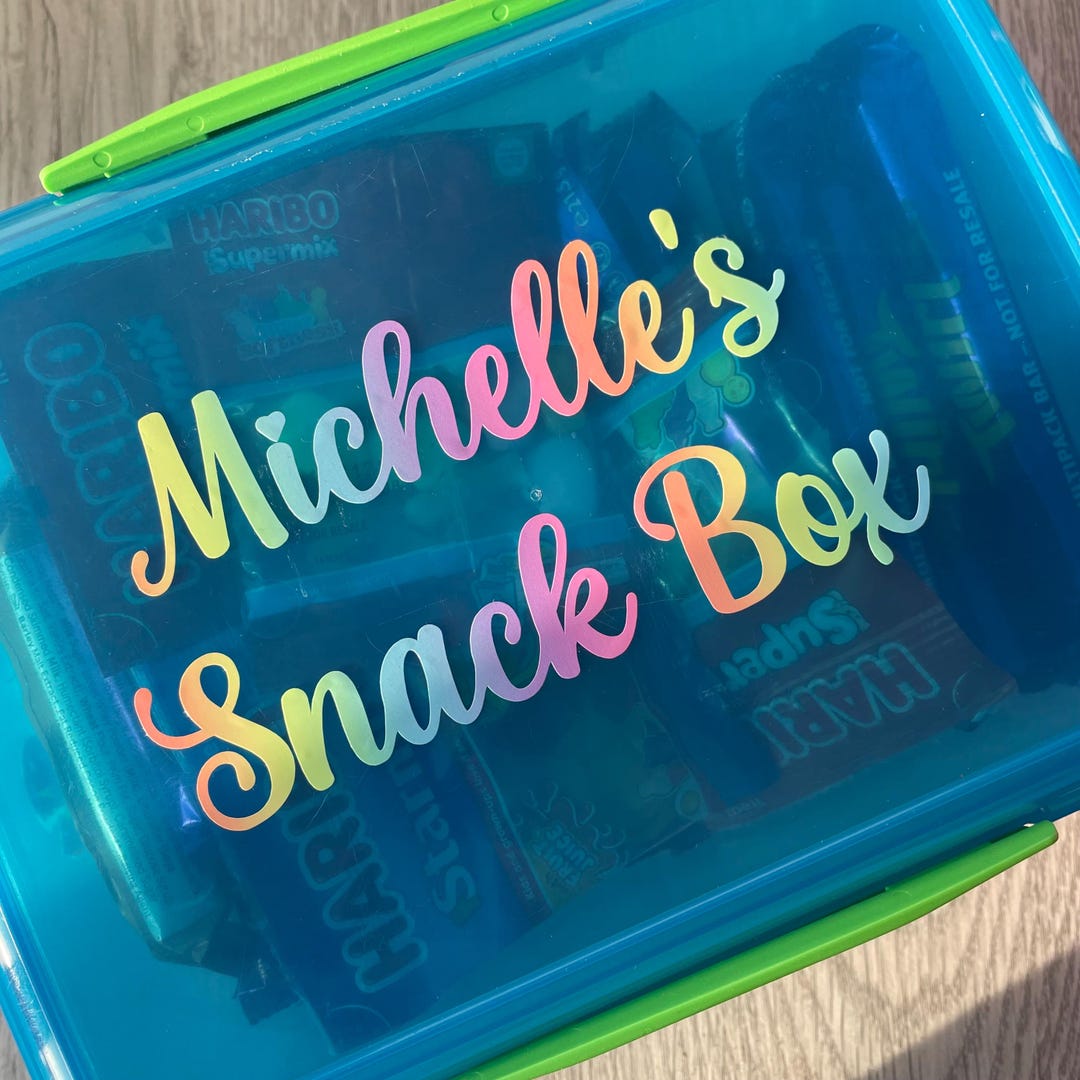 Personalised Name Snack Box 6" X 3" Decal Vinyl Custom Sticker (15cm X ...