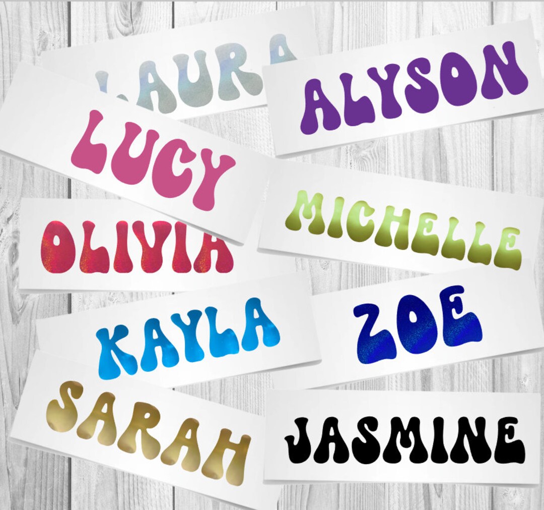 1,3,5,10 Personalised Name Sticker Decal Word Label Vinyl Decal Glass ...
