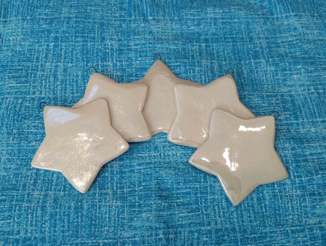 Pack of 5 Porcelain Star Ornaments - Etsy