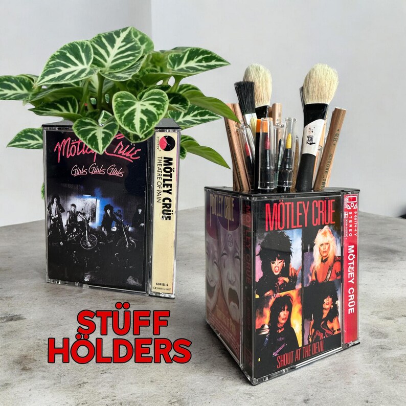 Vintage Motley Crue Cassette Tape Desk Organizer Stuff Holder Makeup Pencil Holder Plant Pot - Etsy