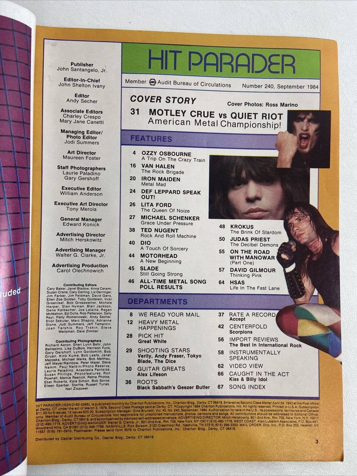 Hit Parader Magazine September 1984 Motley Crue Cover Quiot - Etsy