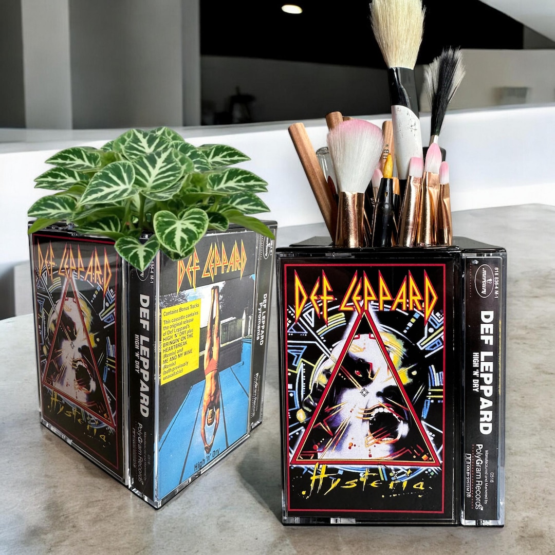 Def Leppard Cassette Tape Desk Organizer Stuff Holder | Makeup Pencil ...