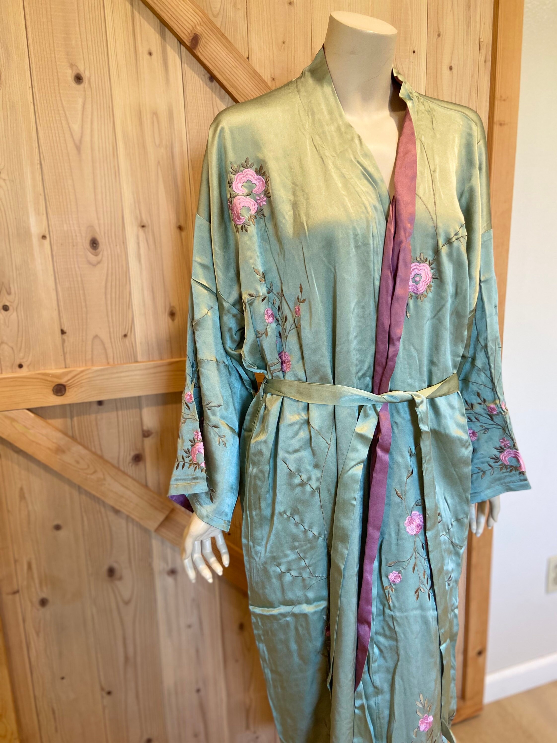 Reversible Natural Silk Satin Luxury Kimono/robe With All Hand ...