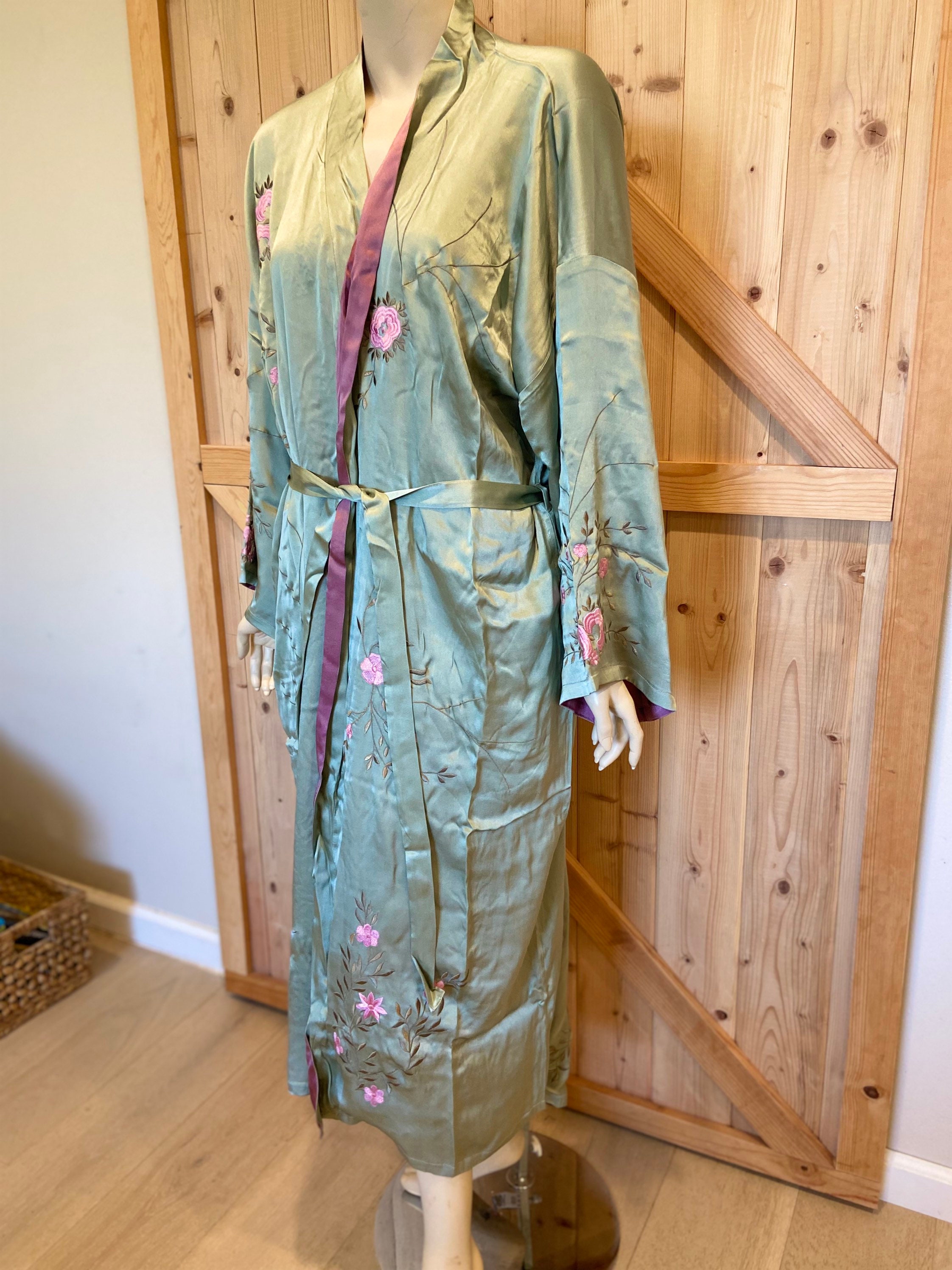 Reversible Natural Silk Satin Luxury Kimono/robe With All Hand ...