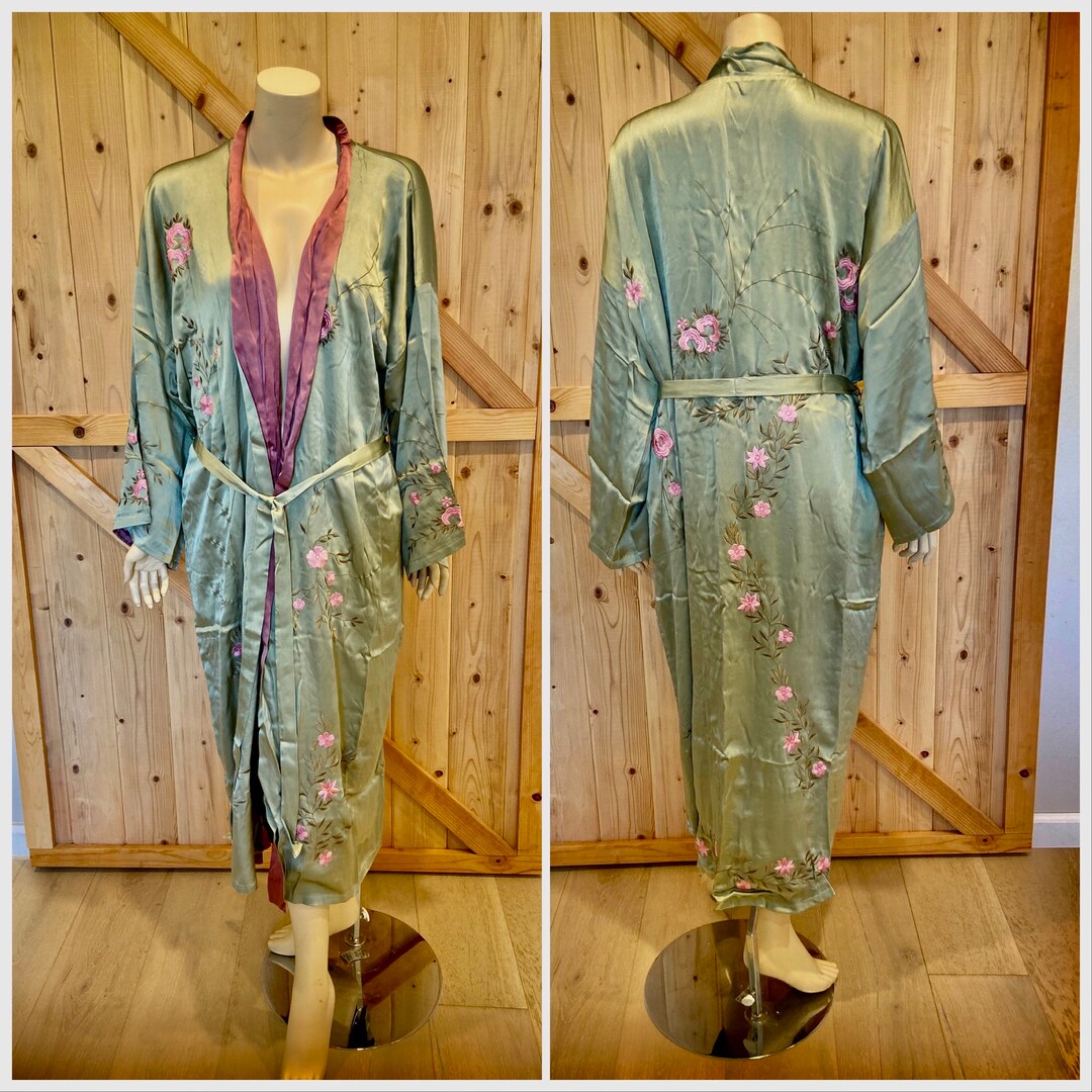 Reversible Natural Silk Satin Luxury Kimono/robe With All Hand ...