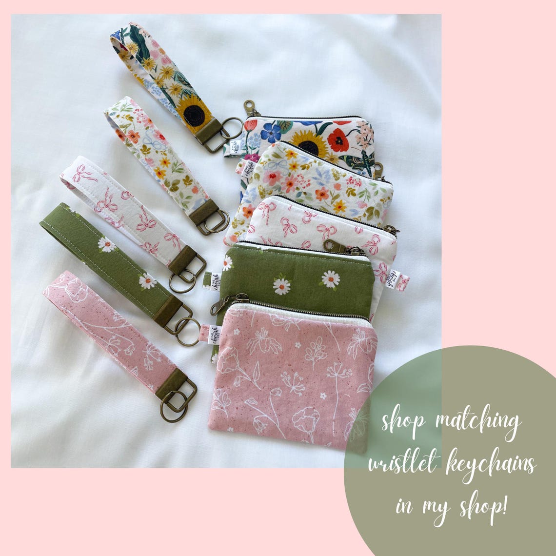 Keychain Pouch Floral, Mini Zipper Wallet, Small Girly Zipper Pouch ...
