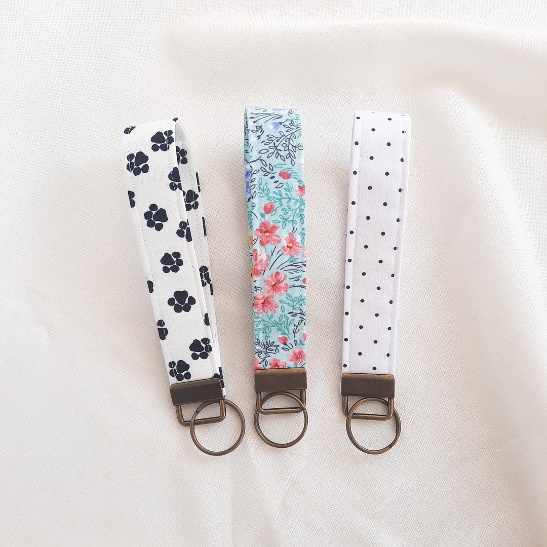 Floral Fabric Keychain Wristlet, Car Key Fob, Handmade - Etsy