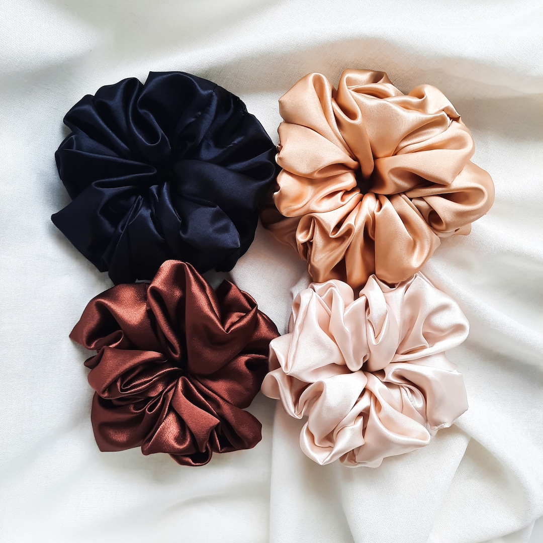 XL Satin Scrunchie, Neutral Color Large Scrunchies, Soft Satin ...