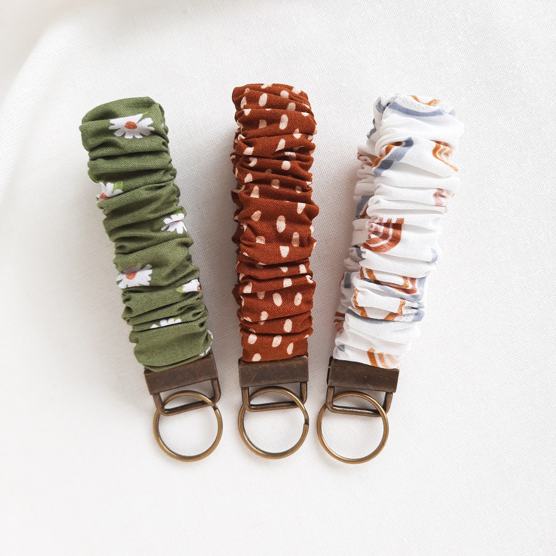 Scrunchie Wristlet Keychain, Key Fob Keychain, Scrunchie Keychain ...