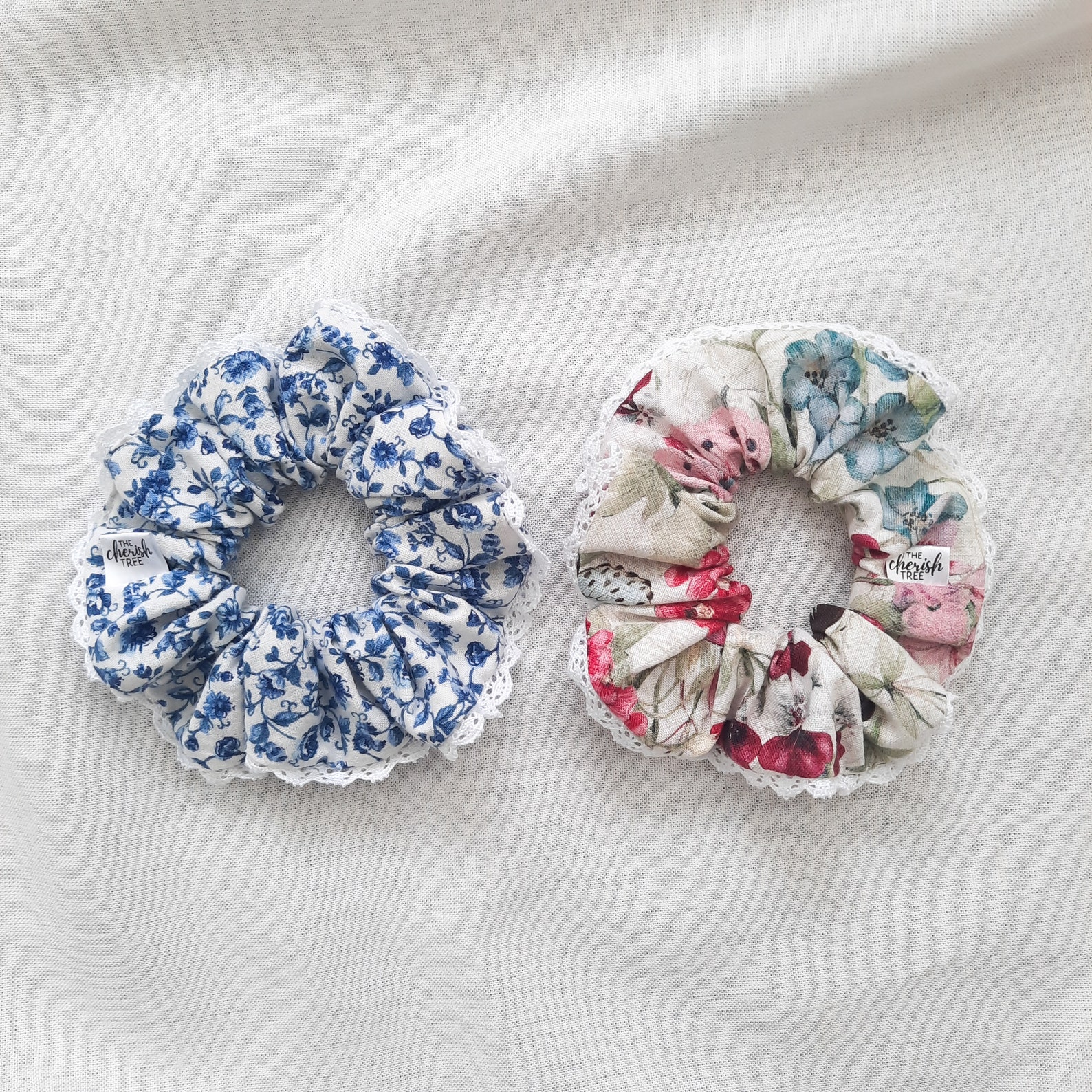 Floral Lace Scrunchie, Cottagecore Hair Accessory, Butterfly Print - Etsy