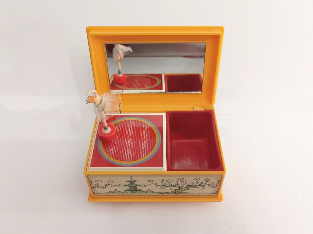 Small Orange Music Box With Ballerina Made in Japan Circa 1980s Lady ...