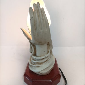 Vintage Hands Table Lamp With Flame Shade From the 1940s Religious ...