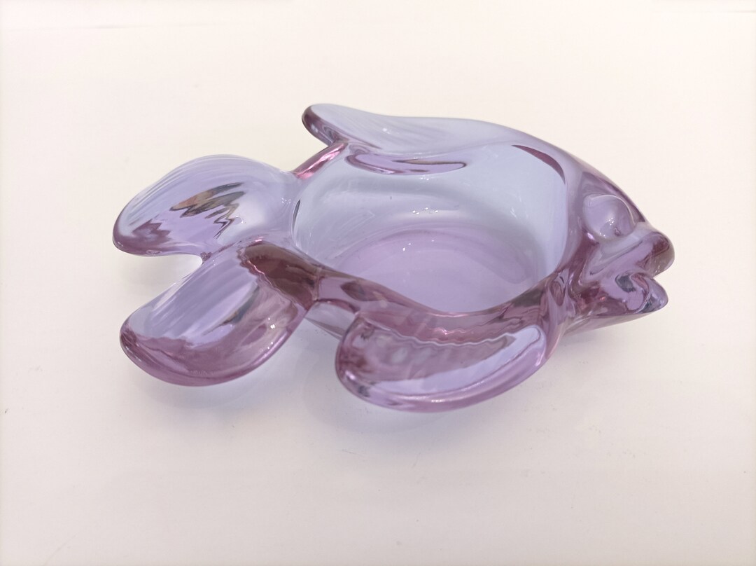 Vintage Clear Purple Glass Tortoise Ashtray or Trinket Dish From the ...