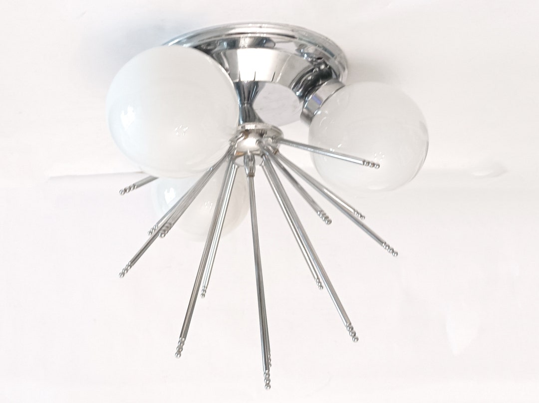 Space Age Chrome Sputnik Ceiling Light With Three White Glass - Etsy