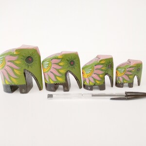 Set of Four Colourful Elephants Circa 1940 Vintage Hand Painted ...