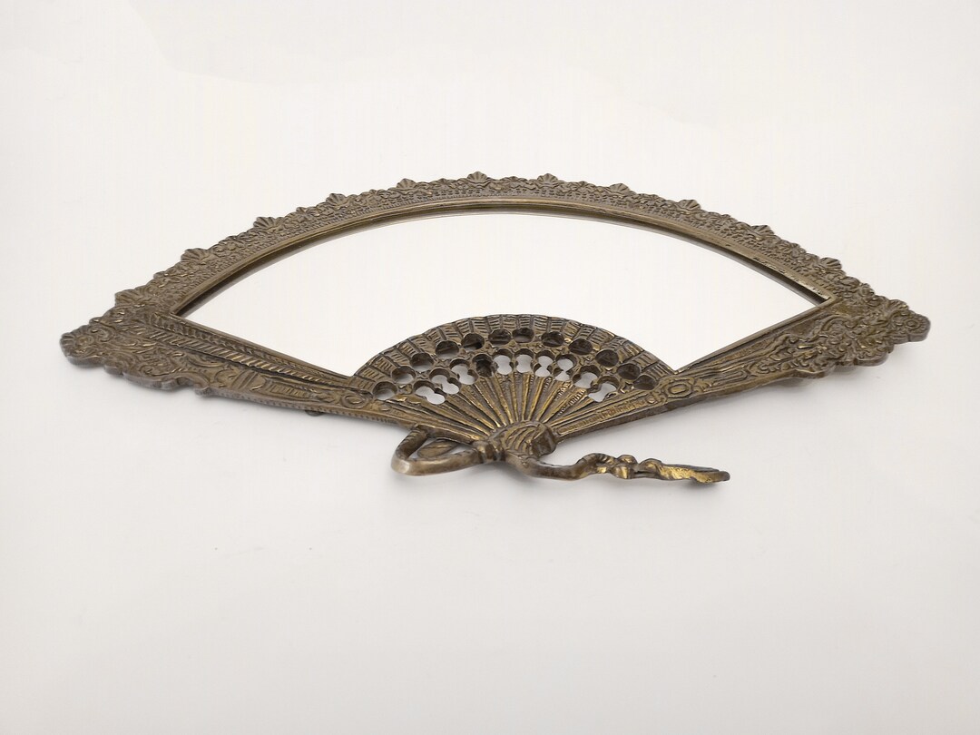Antique French Ornate Bronze Fan Mirror From the 1920s Ornate Vanity ...