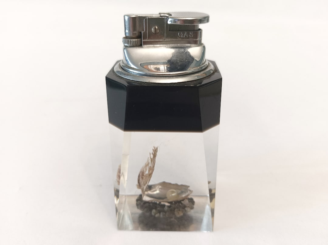 Kitsch Lucite Table Lighter With Clam and Pearl Circa 1960 Retro ...