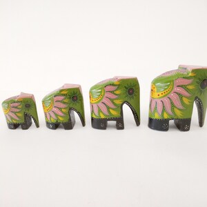 Set of Four Colourful Elephants Circa 1940 Vintage Hand Painted ...