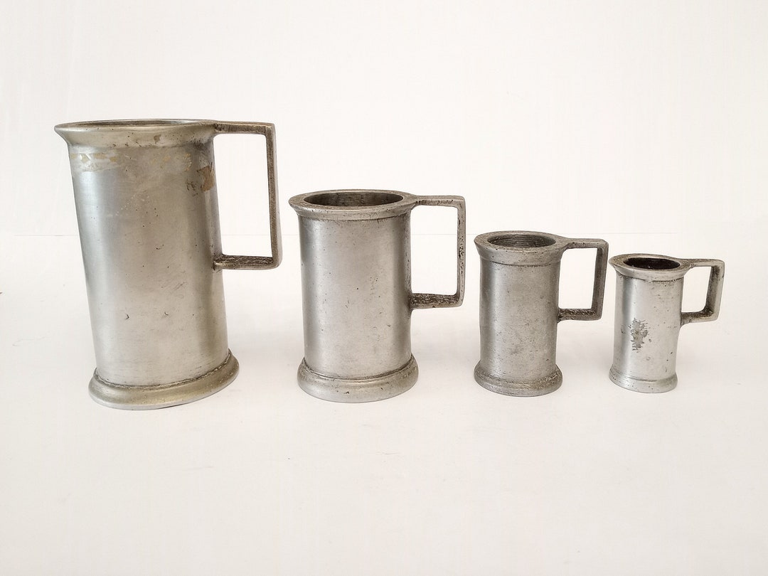 Set of Four French Measuring Cups Circa 1930 Antique Pewter Measuring ...