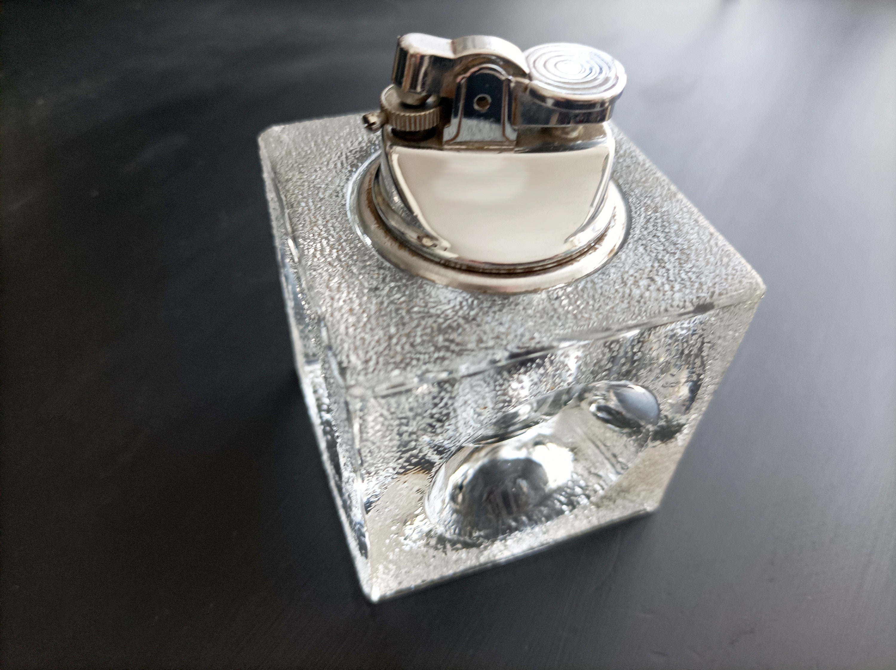 Vintage Glass Cube Table Lighter Circa 1970 Clear Glass Space - Etsy