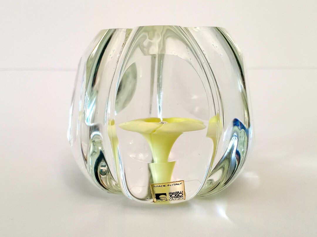 Fratelli Toso Murano Italy Rare Vintage Clear Paperweight With Yellow ...