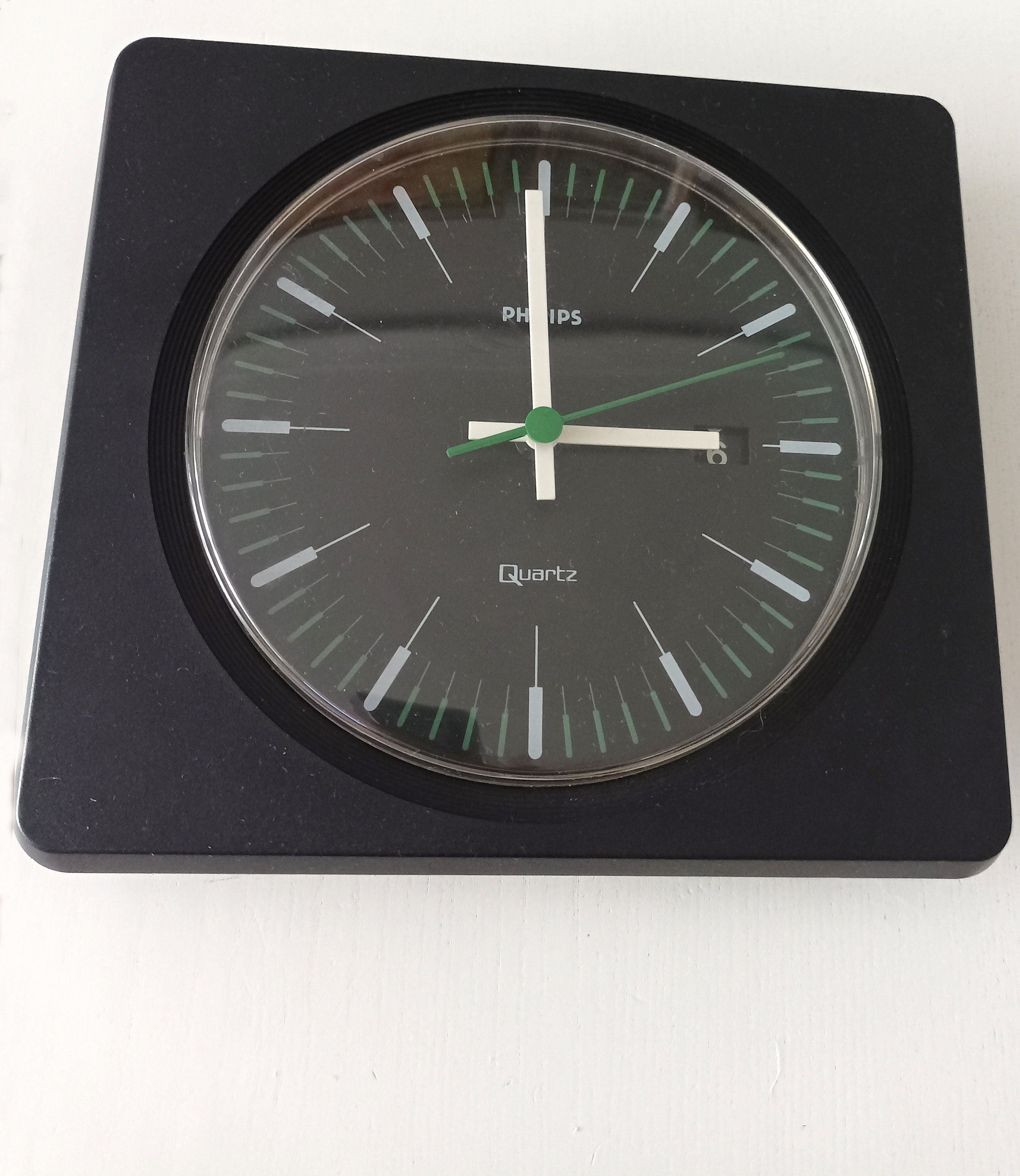 Vintage Black Philips Wall Clock With Date Display 80s West - Etsy