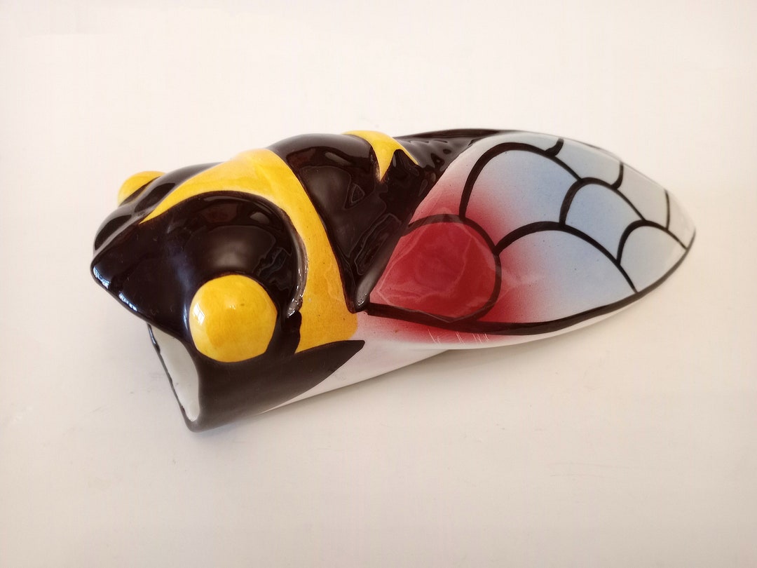 Large French Vintage Ceramic Cicada Hanging Ornament Provencal Cicada ...