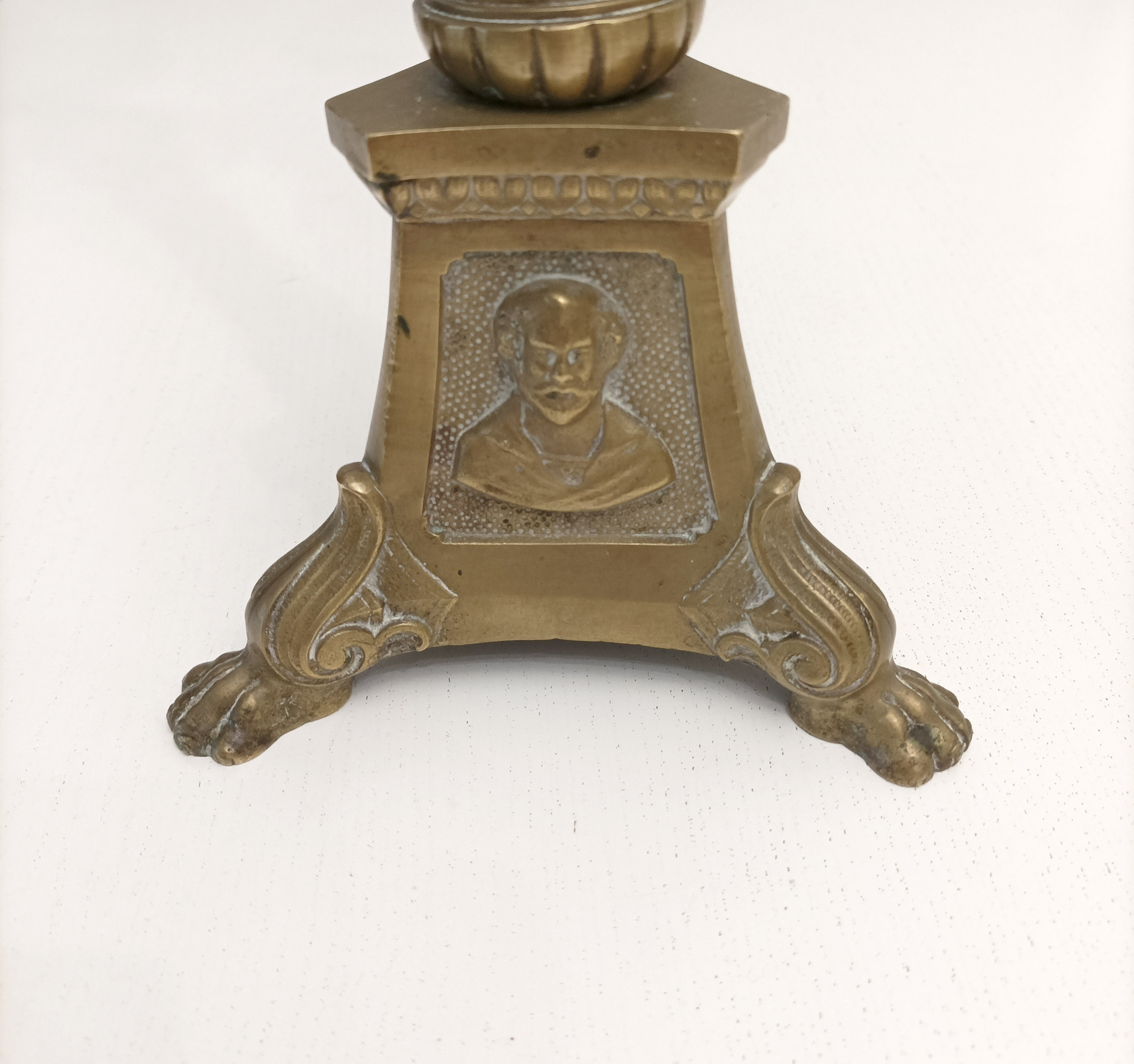 Antique Bronze Church Candlestick With Images of Jesus Mary and Joseph ...