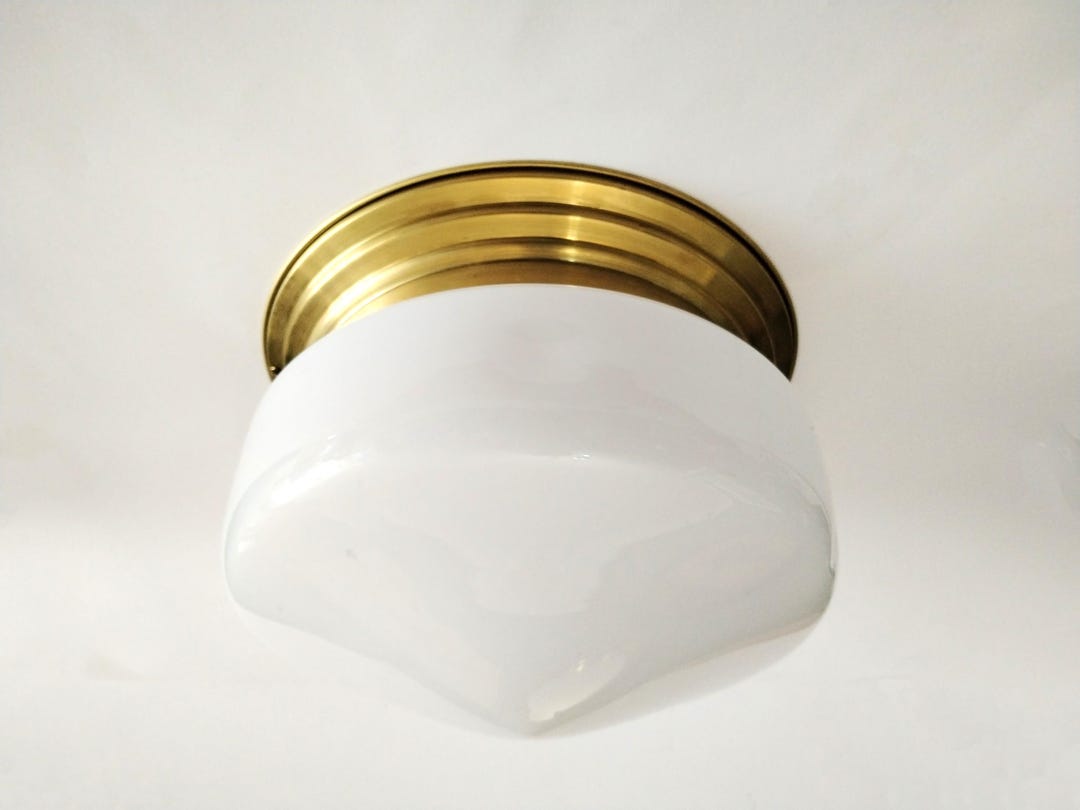 Antique White Opaline Glass Flush Mount Ceiling Light From Spain Circa ...