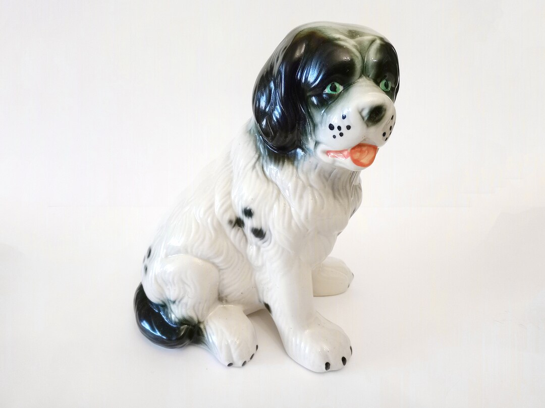Vintage Ceramic Black and White Dog Figure Made in Spain Circa 1960 ...