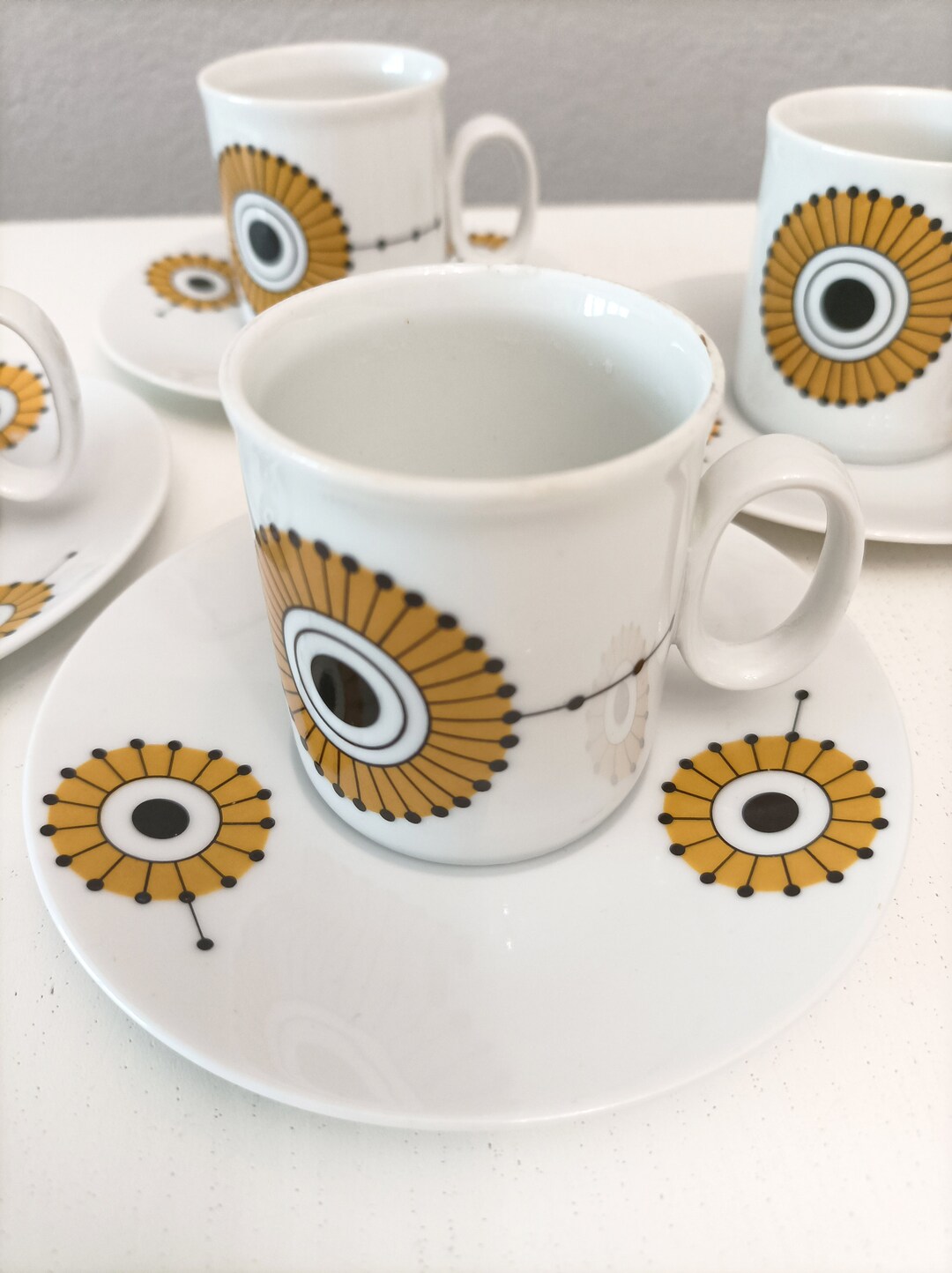 Mcm Italian Porcelain Set of Four Expresso Coffee Cups and Saucers From ...