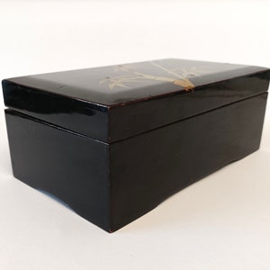 Black Lacquered Music Box With a Bamboo Leaves Design Made in Japan ...