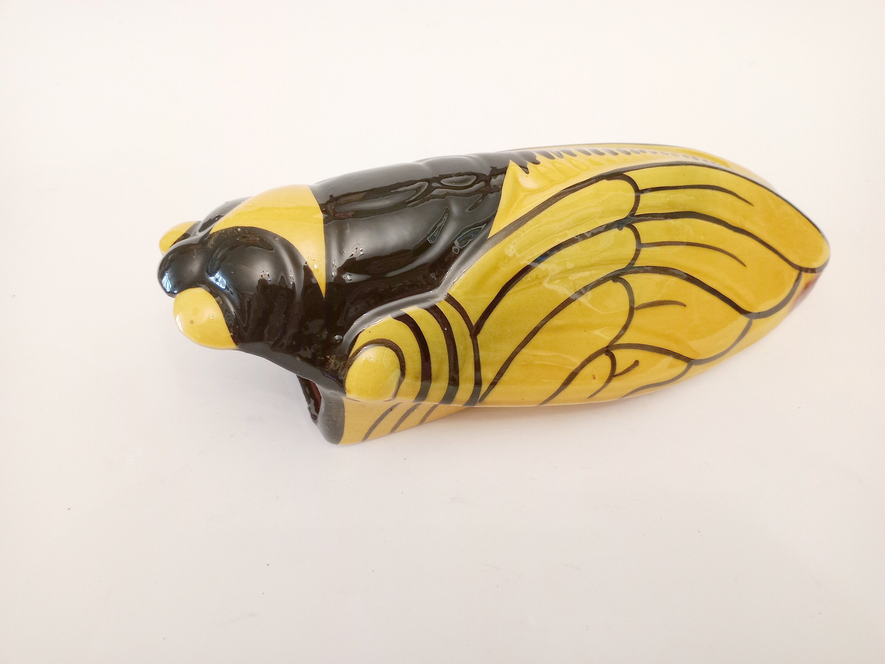 Large Yellow and Black French Vintage Ceramic Cicada Hanging Ornament ...